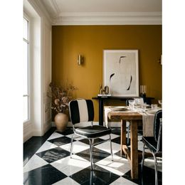 KADIMA DESIGN Esszimmerstuhl Kunstleder mit R&uuml;ckenlehne und Polstersitz Retro 50er Jahre, Schwarz 47x45x90 cm