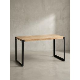 KADIMA DESIGN Esstisch Massivholz Metall Rechteckig Industrial, Akazie 120x60x76 cm