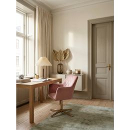 KADIMA DESIGN Samtsessel mit Rautensteppung, drehbar auf goldenem Sternfu&szlig;, Rosa 97x55x55 cm