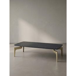 KADIMA DESIGN Couchtisch Schwarz/Gold Hochglanz Marmor Optik 120x60x30.5 cm Metall-Gestell