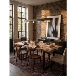KADIMA DESIGN Esstisch Massivholz Metall Trapezgestell Baumkante Rechteckig, Akazie 160x80x76 cm