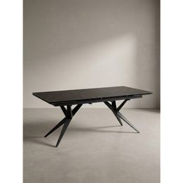 KADIMA DESIGN Esstisch Ausziehbar Keramik Glas Marmoroptik Gro&szlig;, Schwarz 180x95x76 cm