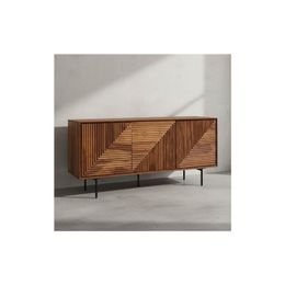 KADIMA DESIGN Sideboard &ndash; Massivholz/Metall, 148x72x40 cm, 3 T&uuml;ren, modern