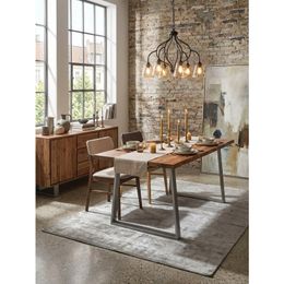 KADIMA DESIGN Esstisch Massivholz Metall Trapezgestell Baumkante Rechteckig, Akazie 160x80x76 cm