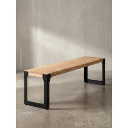 KADIMA DESIGN Esszimmerbank Massivholz Metall ohne Lehne, Akazie 140x40x45 cm