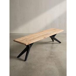 KADIMA DESIGN Esszimmerbank Massivholz Metall Loft-Stil, Akazie 160x45x45 cm