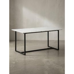 KADIMA DESIGN Esstisch Marmoroptik Metall Rechteckig Modern Klein, Wei&szlig; 160x80x76 cm