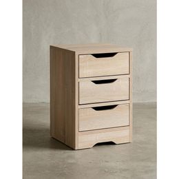 KADIMA DESIGN Nachttisch 3 Schubladen Modern Klein, Sonoma 31x31x49 cm