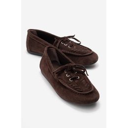 Lorven Leder Schn&uuml;rung Loafer Damen