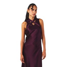 Off-White Off White - Maxikleid f&uuml;r Damen, Satin, &Auml;rmellos (Burgunderrot)