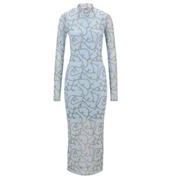 Hugo - "Nasuse 2" Maxikleid f&uuml;r Damen, Netzmaterial (Blau)