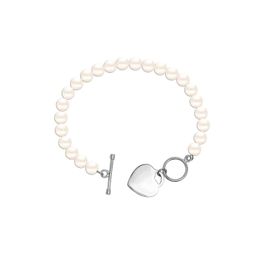 Damen Perlenarmband mit Herzanh&auml;nger, 925 Sterling Silber BIPU023