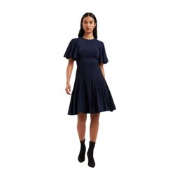 Ted Baker - Kleid mit ausgestelltem Rock f&uuml;r Damen, Rundhalsausschnitt, Jerseyware, Flatter-&Auml;rmel (Marine)