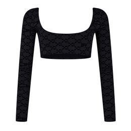 Off-White - Kurzes Top f&uuml;r Damen, Nylon (Schwarz bedruckt)