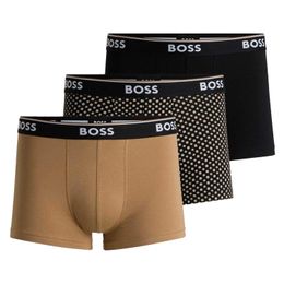 BOSS - "Bodywear" Boxershorts f&uuml;r Herren (3er-Pack) (Schwarz/Beige)