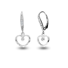 Frauen Herz Ohrringe aus 925 Sterling Silber mit Zirkonia BIPE064