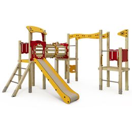 Kletterger&uuml;st Spielplatz &ouml;ffentlich - Gro&szlig;e Kletteranlage mit Holztunnel & Hangelleiter - 9x9 cm Pfosten - Robustes Spielger&auml;t f&uuml;r Kinder - Wickey