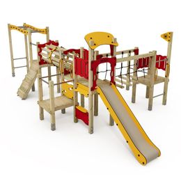 &Ouml;ffentlicher Spielturm PRO Magic Vibe - Kletterger&uuml;st mit Wackelbr&uuml;cke, Turnanbau & Shop f&uuml;r Kita & Spielplatz - Langlebige Spielanlage 9x9cm - Wickey