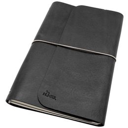 Hunter Leder-Notebook Dublin mit 2 DIN A5 Bl&ouml;cken schwarz / one-size