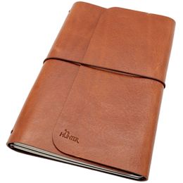 Hunter Leder-Notebook Dublin mit 2 DIN A5 Bl&ouml;cken cognac / one-size