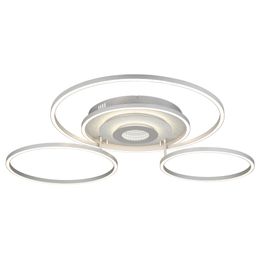 Globo LIGHTING Deckenleuchte "MILES", silberfarben, 1, &Oslash; 40cm H: 13,5cm, 1 Stk., Leuchten, LED-Deckenleuchte mit 3D-Effekt, dimmbar, modern & hell, Deckenleuchte