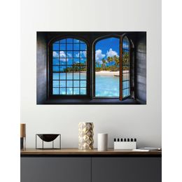 Wandsticker queence "S&uuml;dsee", bunt, B:60cm H:40cm, Vinyl, Wandtattoos, Wandsticker, Wandbild, selbstklebend, 3D, Fenster