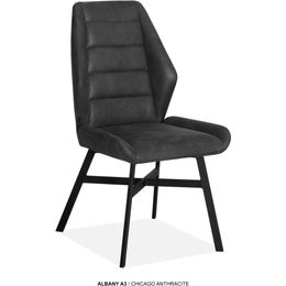 Esszimmerstuhl OMG DESIGN "Albany", anthrazit, schwarz, anthrazit, B:51cm H:96cm T:63,5cm, Polyester, St&uuml;hle, Esszimmerstuhl, Esszimmerstuhl, pflegeleichter Bezug