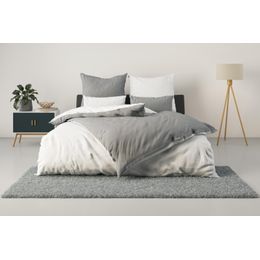 Wendebettw&auml;sche OTTO HOME "Desner2 100% Microfaser, extra weich, allergikerfreundlich", grau (grau, silber), B/L: 135cm x 200cm, 1 Stk., 1 Stk., Microfaser, B/L: 80cm x 40cm, 2, Microfaser, Obermaterial: 100% Polyester, Bettw&auml;sche, Wendebettw&auml;sche, Premium Qualit&auml;t, uni, schnell trocknend, pflegeleicht, ab 135x200 cm