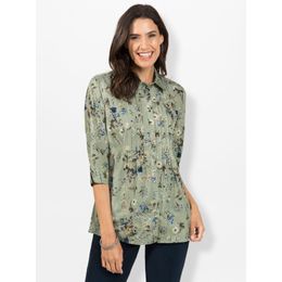 Heine Damen Hemdbluse, Gr&uuml;n, Gr. 52, Blusen langarm, 100% Baumwolle
