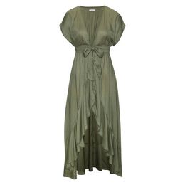 Lascana Strandkleid beige Gr. 46 f&uuml;r Damen. Mit tiefer V-Ausschnitt. Figurumspielend