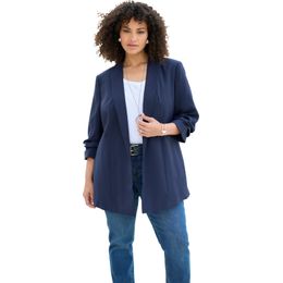 sheego Damen Longblazer mit Schalkragen tiefblau Gr&ouml;&szlig;e 48