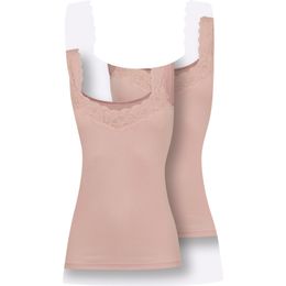 w&auml;schepur Damen Achselhemd mit floraler Spitze puder, Gr&ouml;&szlig;e 46