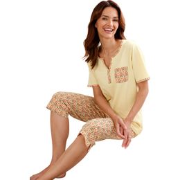 w&auml;schepur Damen Capri-Anzug vanille-apricot-bedruckt, Gr&ouml;&szlig;e 52/54