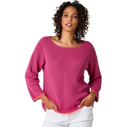 CREATION L PREMIUM Damen 3/4-Arm-Pullover mit Kontrastkanten fuchsia Gr&ouml;&szlig;e 38