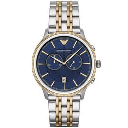 Emporio Armani AR1847 Herrenuhr Chronograph zweifarbig blau