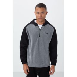 Herren Farbblockierter Halbzip Plush Sweatshirt