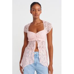 Slim Fit Spitzen Quadrat-Ausschnitt Oberteil