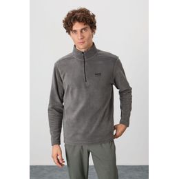Herren Pl&uuml;sch Halbzip Sweatshirt