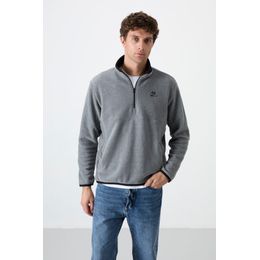 Herren Slim Fit Halbrei&szlig;verschluss Pl&uuml;sch Sweatshirt