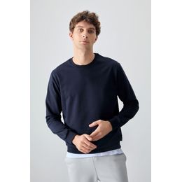 Herren Unifarben Rundhals-Sweatshirt