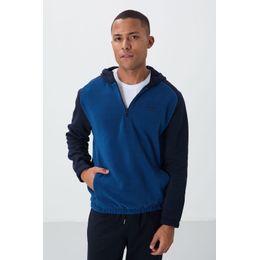 Herren Farbblockierte Halb-Zip Pl&uuml;sch Sweatshirt