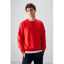 Herren Unifarben Rundhals-Sweatshirt