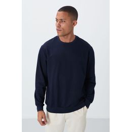 Herren Unifarben Rundhals-Sweatshirt