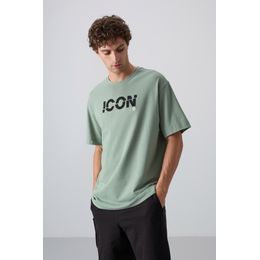 &Uuml;bergro&szlig;es Logo-Print Rundhals-T-Shirt
