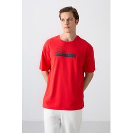&Uuml;bergro&szlig;es bedrucktes Baumwollmischung T-Shirt
