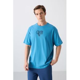 &Uuml;bergro&szlig;es T-Shirt mit bedrucktem Logo und Rundhalskragen