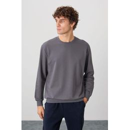 Herren Unifarben Rundhals-Sweatshirt