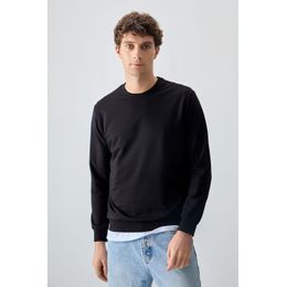 Herren Unifarben Rundhals-Sweatshirt