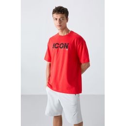 &Uuml;bergro&szlig;es Logo-Print Rundhals-T-Shirt