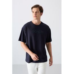 &Uuml;bergro&szlig;es Logo-Patch Rundhalsausschnitt T-Shirt